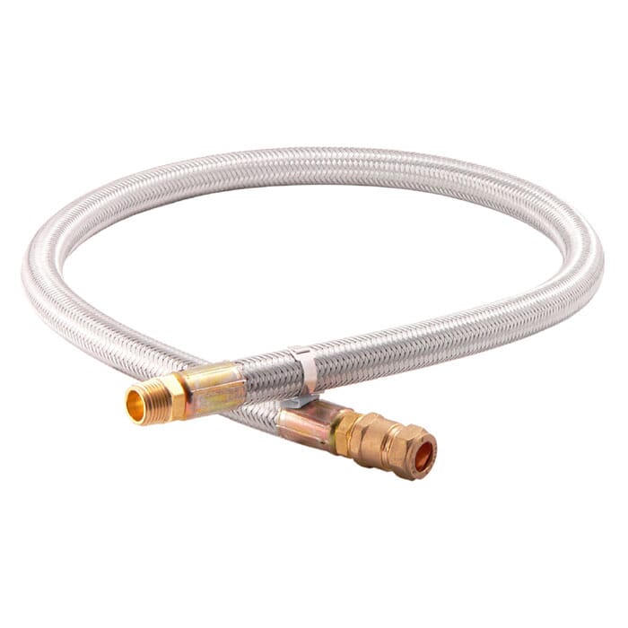 Caravan LPG Hose Assembly Galvanised Steel, 1.5m - 1/2" Bsp MT x 15mm ...
