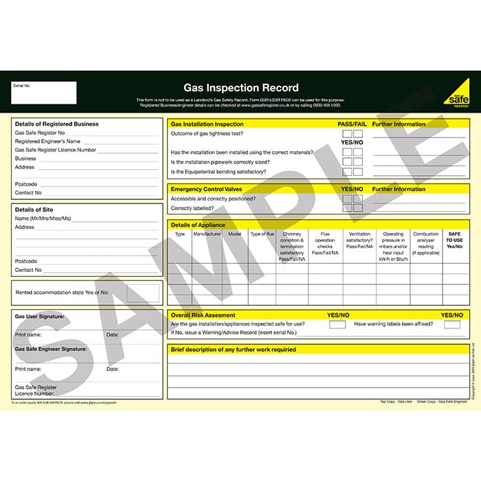 Gas Safe® Plant Commissioning/Service Record Non-Domestic - Pad of 50 ...