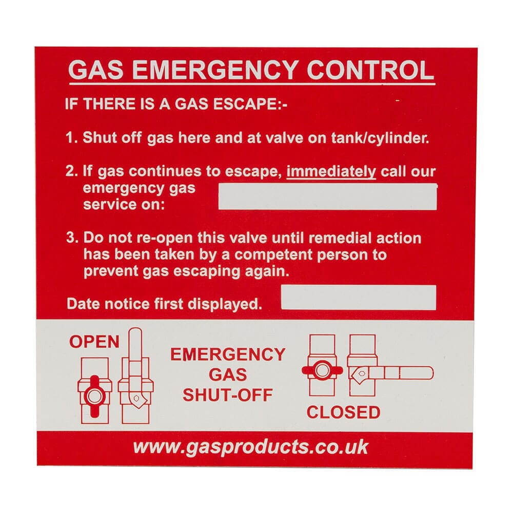 Gas Emergency Control Valve Label - Vertical | Gas Safety Labels ...