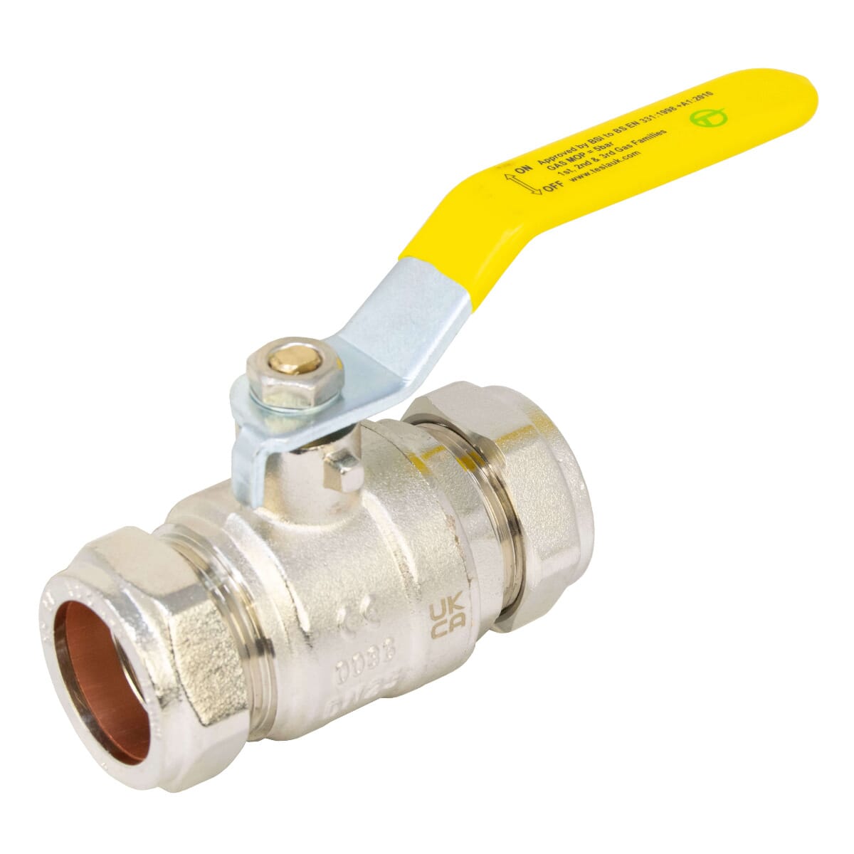 Tesla 28mm Full Bore Compression Gas Ball Valve - Yellow Lever Handle ...