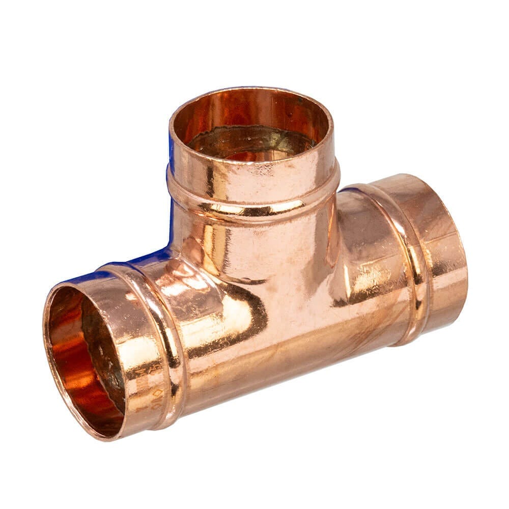 Copper Solder Ring Equal Tee - 35mm | Solder Ring Pipe Fittings ...